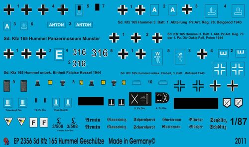 Peddinghaus-Decals 2356 SD. Fz 165 Hummel Gun Markings