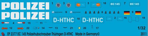 Peddinghaus-Decals 2377 EC 145 Police Helicopter Thüringen D-HTHC