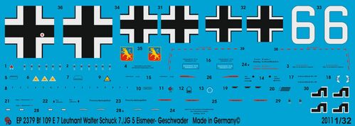 Peddinghaus-Decals 2379 Bf 109 E-7 Lt. Walter Schuck 7./JG 5 Arctic Ocean Squadron