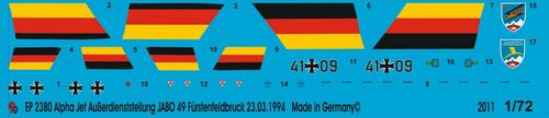 Peddinghaus-Decals 2380 Alpha Jet Last Flight JABO 49 Fürstenfeldbruck 23.03.1994