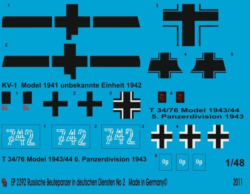 Peddinghaus-Decals 2392 German Russian "Beutepanzer" In German Service No. 2