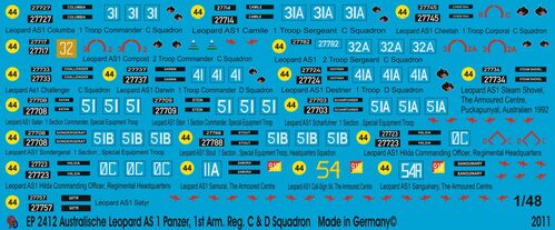 Peddinghaus-Decals 2412 Australian Leopard Tanks 1st Armoured Regiment C And D Squadron