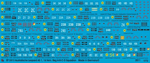 Peddinghaus-Decals 2413 Australian Leopard Tanks 1st Armoured Regiment A, B, C And D Squadron