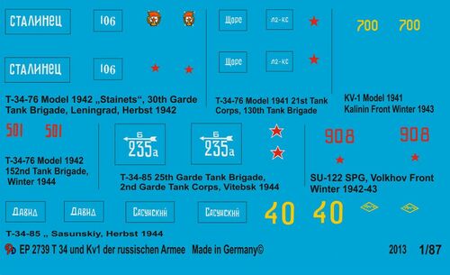 Peddinghaus-Decals 2739 T34 And KV 1 Of The Russian Army