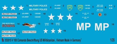 Peddinghaus-Decals 3015 V 100 Command Car US Military Police, Vietnam Suitable For Verlinden 0360