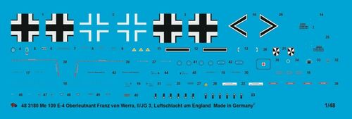 Peddinghaus-Decals 3180 Me 109 E-4 Oberleutnant Franz Von Werra, II/JG 3, Battle Of Britain