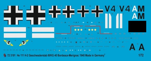 Peddinghaus-Decals 3191 He 111 H-2 Headquarter Group III/KG 40 Bordeaux-Merignac 1940-1942