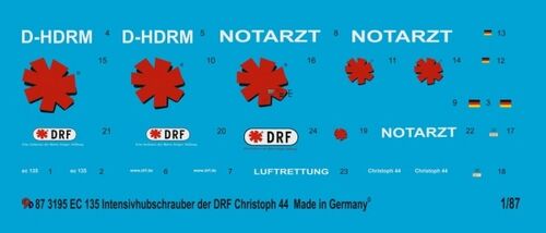 Peddinghaus-Decals 3195 EC 135 Rescue Helicopter Of The DRF, Christoph 44