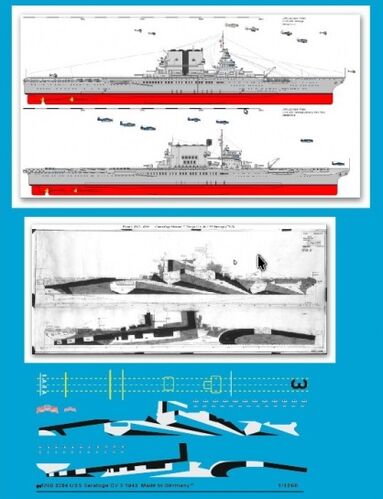 Peddinghaus-Decals 3284 US Carrier USS Saratoga CV 3 1943 With Hull Camouflage