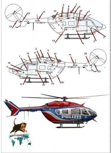 Peddinghaus-Decals 3287 EC 145 Police Helicopter Thüringen D-HTHC