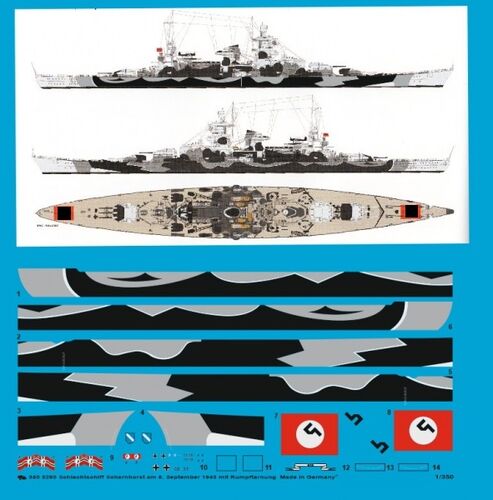 Peddinghaus-Decals 3290 Battleship Scharnhorst 6. September 1943 With Body Camouflage