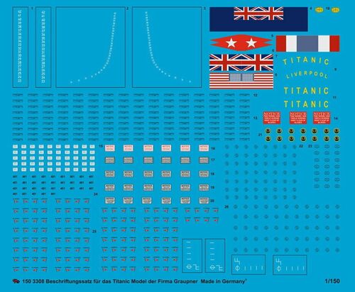 Peddinghaus-Decals 3308 Markings For The Titanic Model Of The Comp. Graupner