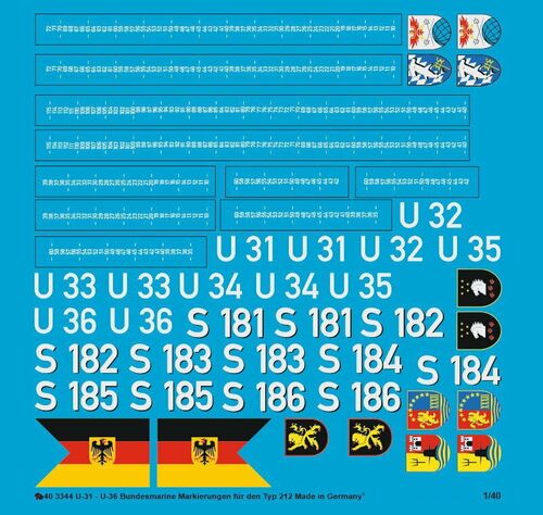 Peddinghaus-Decals 3344 German Modern Navy Type 212 U31-U36 Markings