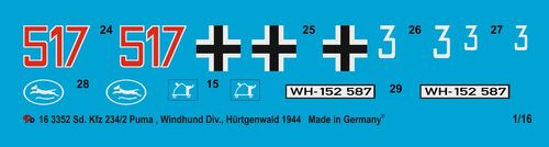 Peddinghaus-Decals 3352 Sd. Kfz 234/2 Puma, Windhund Div. Hürtgenwald 1944