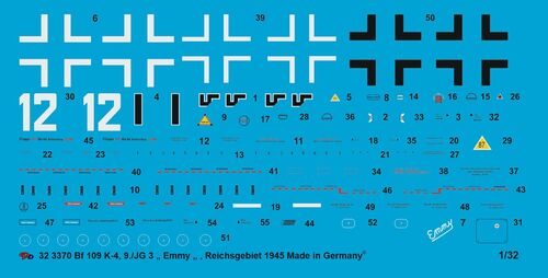 Peddinghaus-Decals 3370 Bf 109 K-4, 9/JG 3 "Emmy"