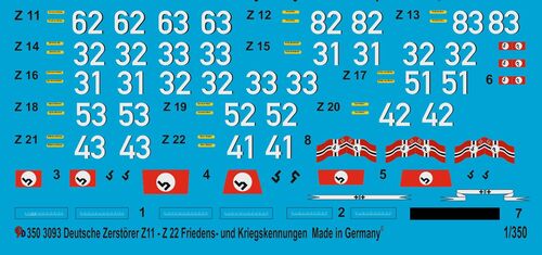 Peddinghaus-Decals 3093 German Destroyers Z11-Z22 Pre War And War Time Markings
