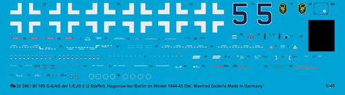 Peddinghaus-Decals 3063 Bf 109 G-6/AS Of The I./ EJG 2 (2. Staffel) Hagenow At Berlin Winter 1944/1945 Obl. Manfred Dieterle
