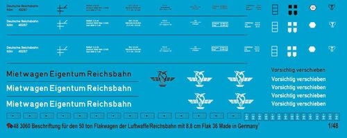 Peddinghaus-Decals 3060 Markings For German Reichsbahn Anti Aricraft Wagon