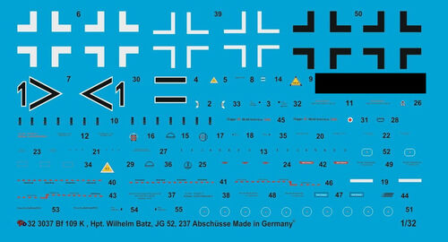 Peddinghaus-Decals 3037 Bf 109 K Hpt. Wilhelm Batz Group Commander JG 52, 237 Kills
