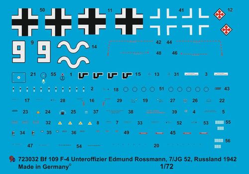 Peddinghaus-Decals 3032 Bf 109 F-4 Unteroffizier Edmund Rossmann, 7/JG 52, Russia 1942