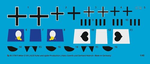 Peddinghaus-Decals 3794 Fokker D.VII (ALB Late Production) Marinefeldjasta Hans Goerth And Gerhard Hubrich