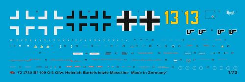 Peddinghaus-Decals 3780 Bf 109 G-6 Ofw. Heinrich Bartels His Last Plane