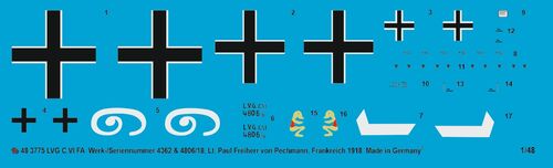 Peddinghaus-Decals 3775 LVG C.VI FA Factory/Serial Number 4362 And 4806/18 Lt. Paul Freiherr Von Pechmann