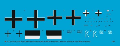 Peddinghaus-Decals 3773 LVG C.VI FA (A) 233 Factory/Serial Number 4507 And 4951/18, Korndöfer And Hermann, France 1918