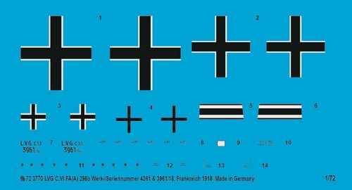 Peddinghaus-Decals 3770 LVG C. VI FA(A) 296b Factory/Serial Number 4261 And 3961, France, 1918