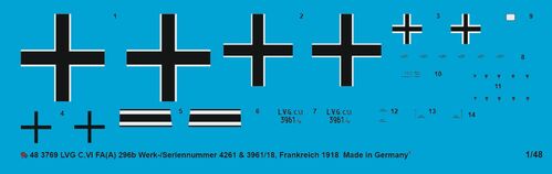 Peddinghaus-Decals 3769 LVG C. VI FA(A) 296b Factory/Serial Number 4261 And 3961, France, 1918