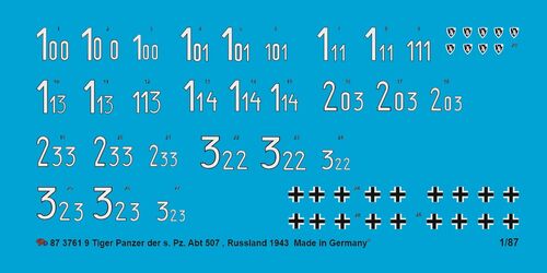Peddinghaus-Decals 3761 9 Tiger Tanks Of The s. Pz. Abt 507, Russia 1943-1944
