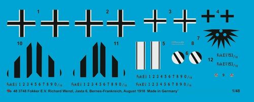 Peddinghaus-Decals 3748 Fokker E.V Richard Wenzl, Jasta 6, Bernes - France, August 1918