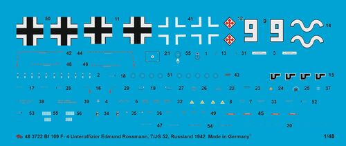 Peddinghaus-Decals 3722 Bf 109 F-4 Unteroffizier Edmund Rossmann, 7/JG 52, Russia 1942