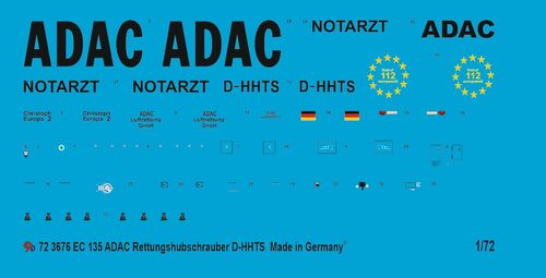 Peddinghaus-Decals 3676 EC 135 ADAC Rescue Helicopter D-HHTS