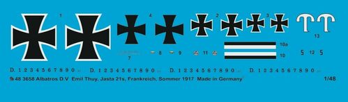 Peddinghaus-Decals 3658 Albatros D.V Emil Thuy, Jasta 21s, France, Summer 1917