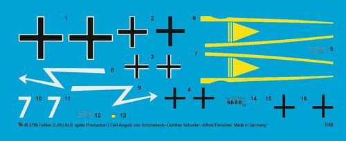 Peddinghaus-Decals 3796 Fokker D.VII (ALB Late Production) Carl-August von Schönebeck-Günther Schuster-Alfred Fischer