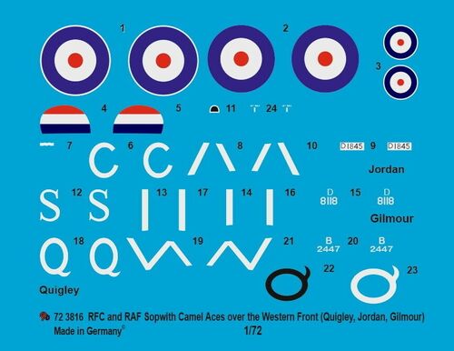 Peddinghaus-Decals 3816 Sopwith Camel Quingly, Jordan, Gilmour