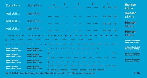 Peddinghaus-Decals 3804 Ammo Markings For The sFH 18