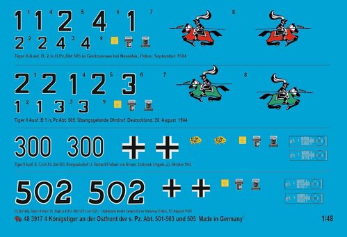 Peddinghaus-Decals 3917 4 King Tigers At The Eastern Front s. H. Pz. Abt. 501-503 And 505