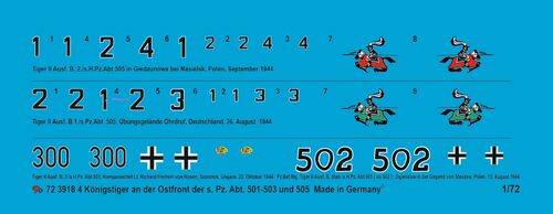 Peddinghaus-Decals 3918 4 King Tigers At The Eastern Front s. H. Pz. Abt. 501-503 And 505