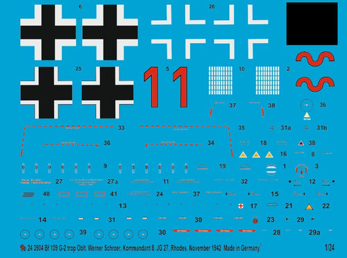 Peddinghaus-Decals 3904 Bf 109 G-2 Trop, Oblt. Werner Schroer, Co 8/JG 27, Rhodes November 1942