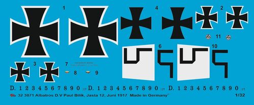 Peddinghaus-Decals 3871 Albatros D.V Paul Billik, Jasta 12, France, June 1917