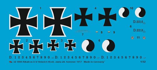 Peddinghaus-Decals 3869 Albatros D.V Heinrich Kroll, Jasta 24, Summer 1917