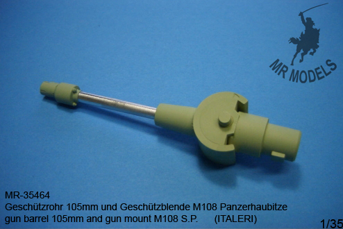 MR Modellbau 35464 Gun barrel 105mm and gun mount M108 S.P.