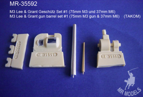 MR Modellbau 35592 M3 Lee & Grant gun barrel set 1, 75mm M3 gun & 37mm M6