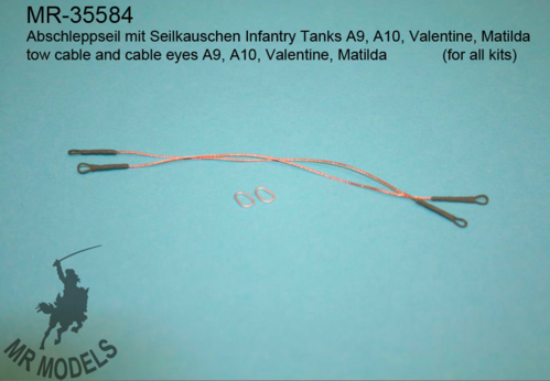 MR Modellbau 35584 Tow cable and cable eyes A9, A10, Valentine, Matilda