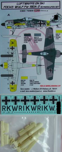 Kora Models CSD7265 Focke-Wulf Fw-190A-2 Schneekufen set Luftwaffe on ski