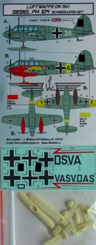 Kora Models CSD7263 Siebel Fh-104 Schneekufen set Luftwaffe on ski