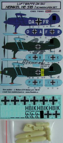 Kora Models CSD7260 Heinkel He-51 Schneekufen set Luftwaffe on ski