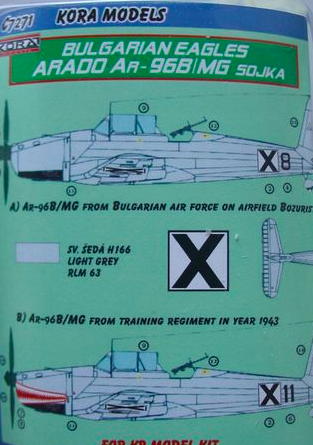 Kora Models C7271 Arado Ar-96B/ MG Bulgarian KP/ KOPRO